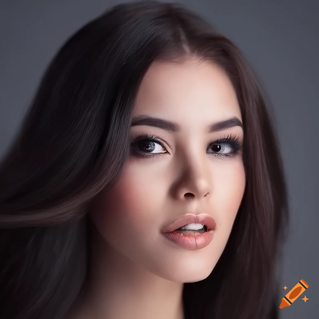 Portrait of a beautiful young woman with serene smile and delicate ...