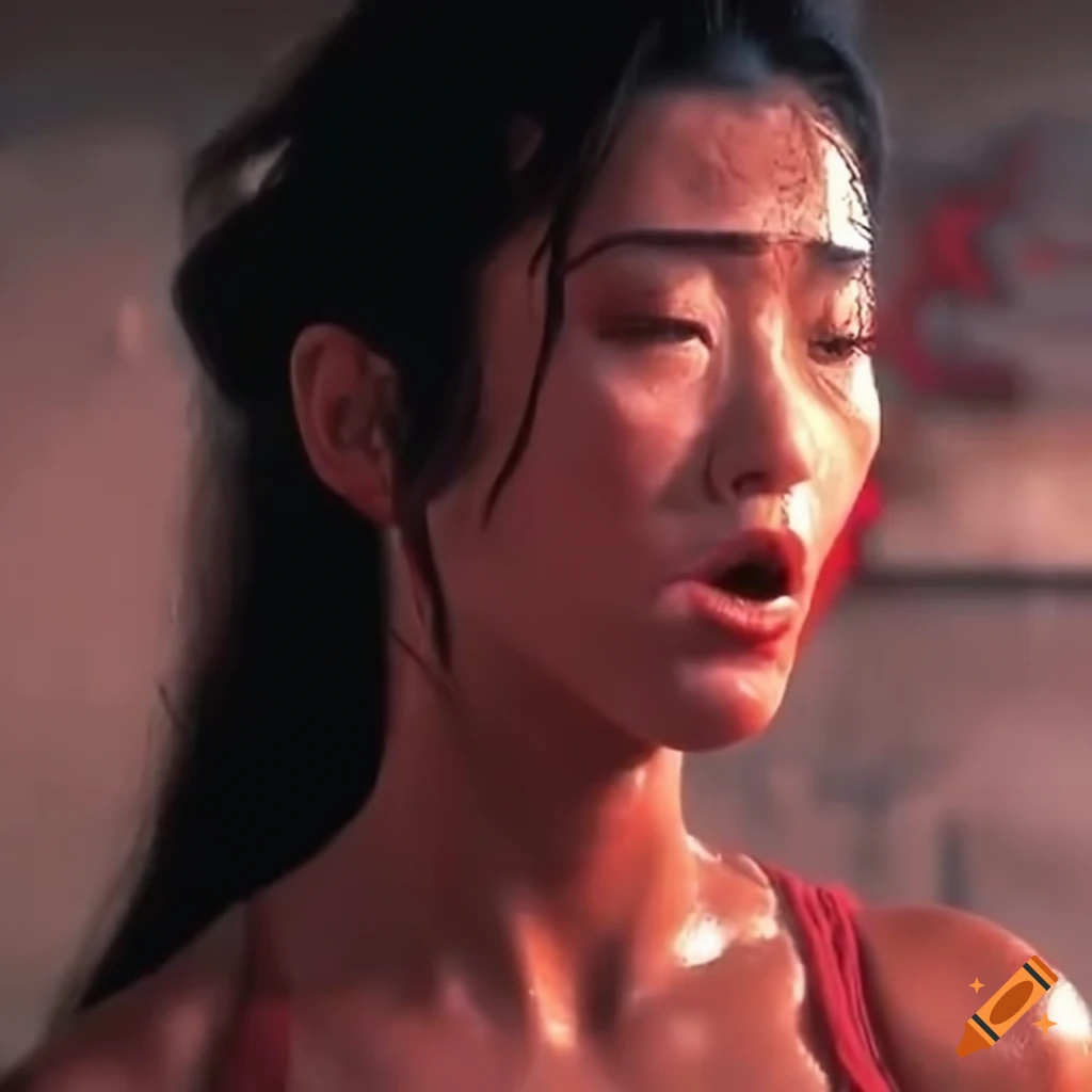 Asian martial arts fighter with a dizzy expression on Craiyon