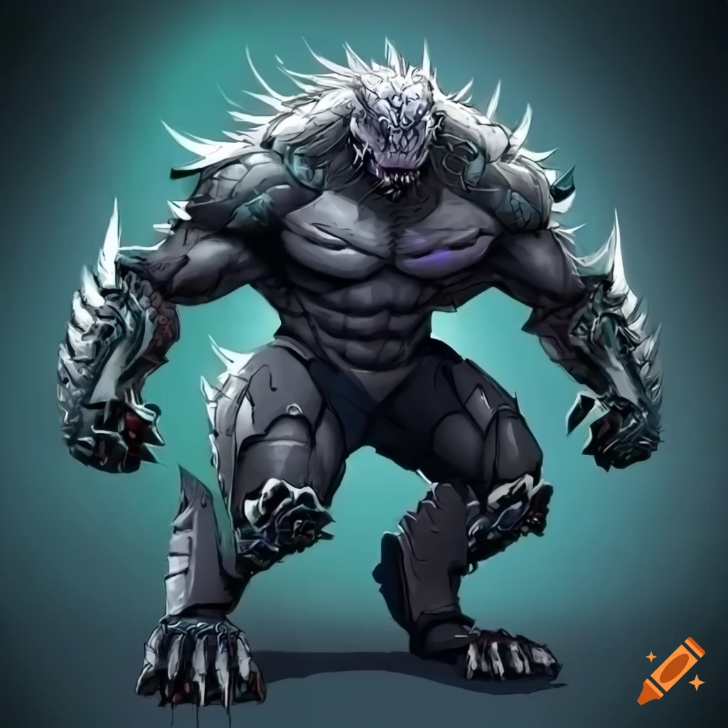 Fenrir monster with sharp edges and armor facets in aggressive pose on ...