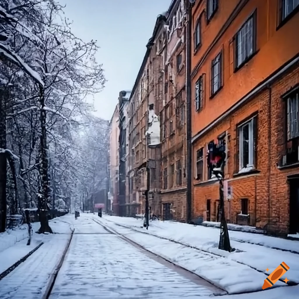 Winter street view on Craiyon