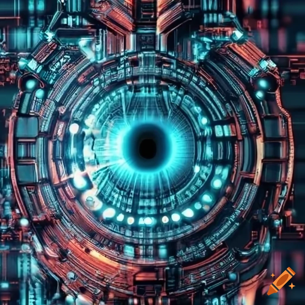 Cybernetic eye in the artificial intelligence matrix with industrial ...
