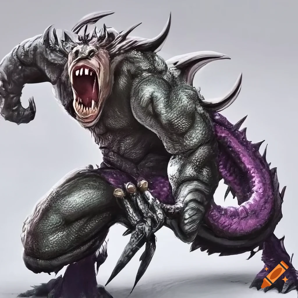 Detailed full body monster on a white background on Craiyon