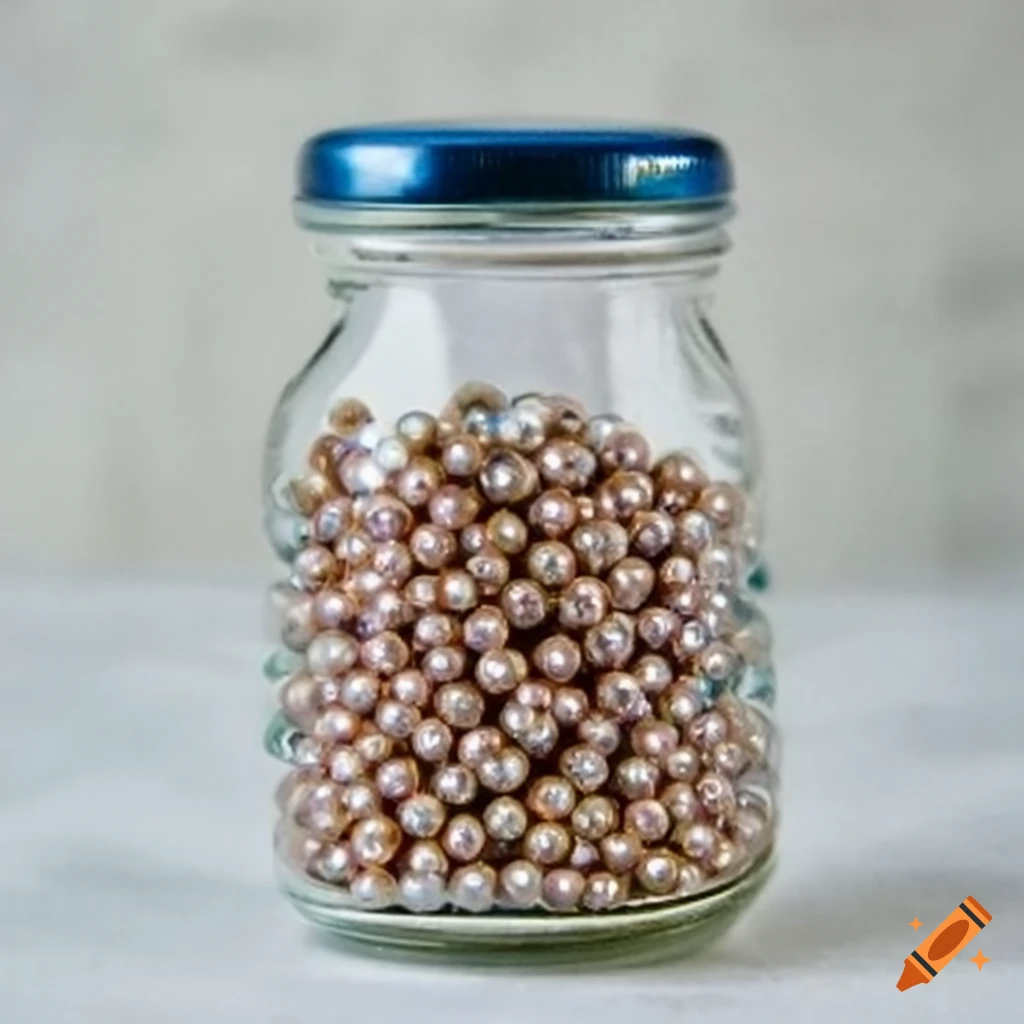 Jar of shiny magic pearls on Craiyon