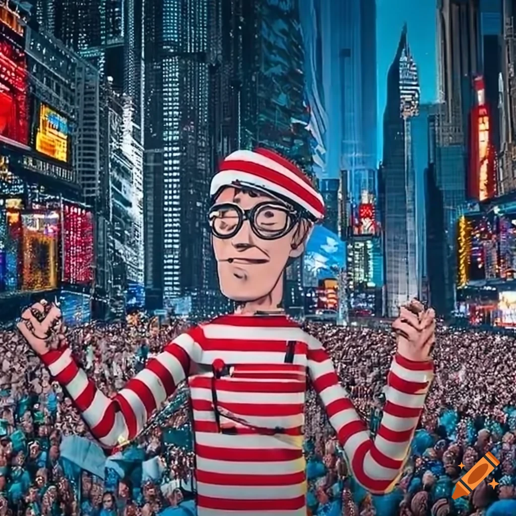 New york times square ball drop with a where's waldo theme on Craiyon