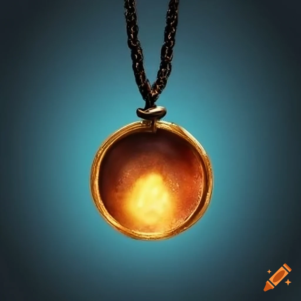 Round amulet reflecting light on Craiyon