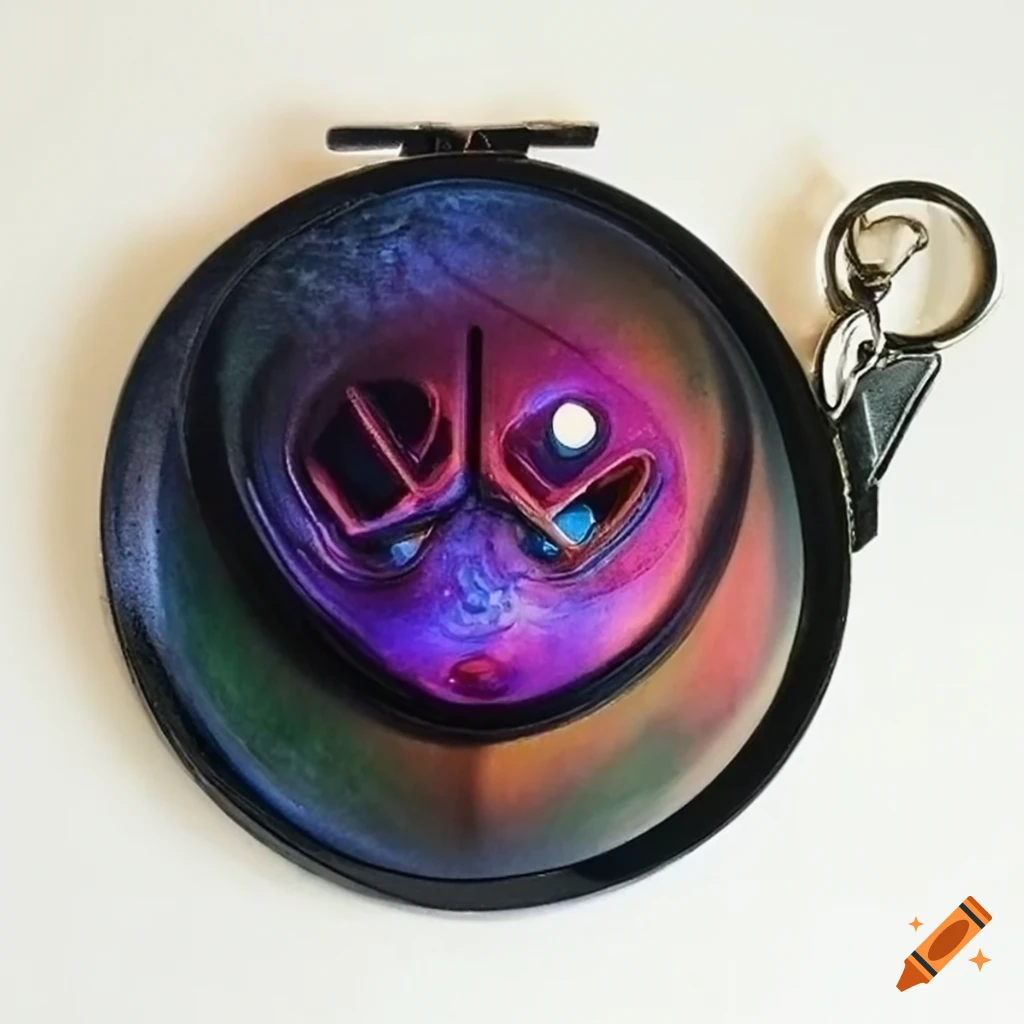 Colorful sci-fi-themed keychain made from alien materials on Craiyon