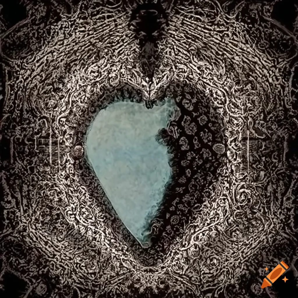 Intricate guitar-shaped heart sinking into the ocean with a Beatles ...