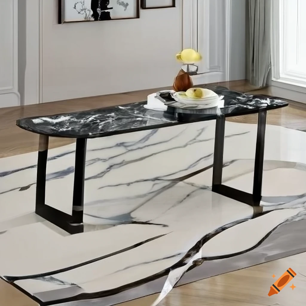 Elegant abstract marble dining table with contemporary design accent on ...