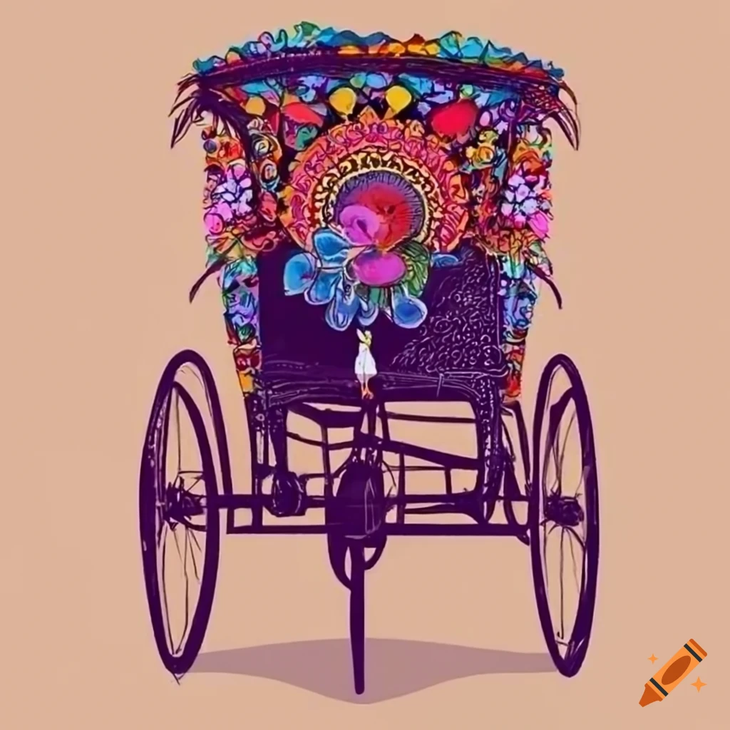 Indian rickshaw with abstract floral design on Craiyon