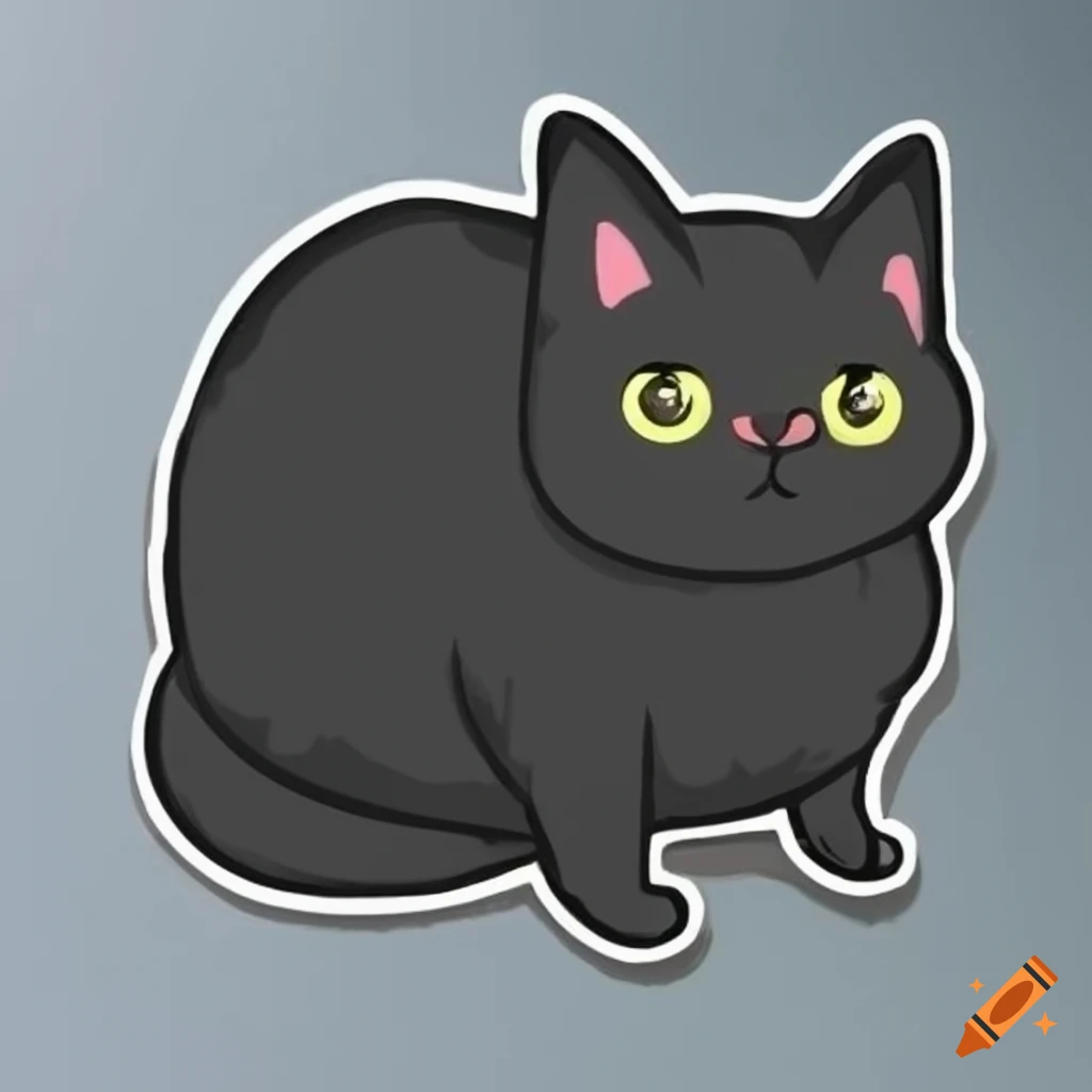 Cute black cat loaf sticker on Craiyon