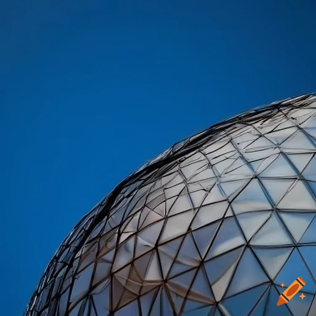 Metal dome enclosing a building on one hemisphere on Craiyon