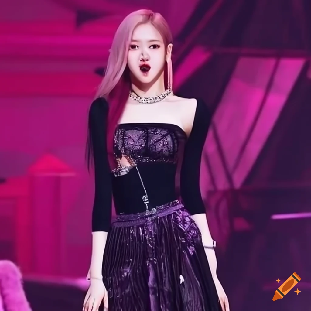 Blackpink rosé stage outfits from boombayah performance on Craiyon