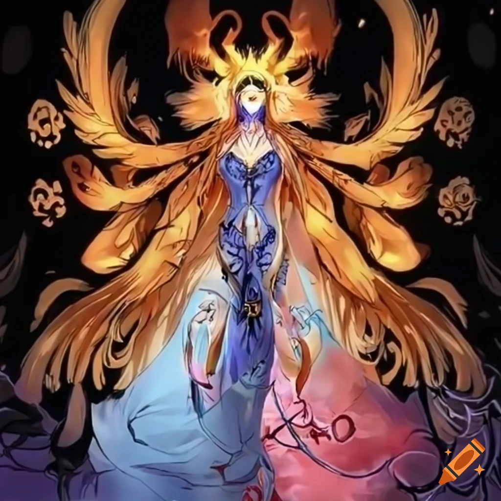 Anime style illustration of gods and goddesses on Craiyon