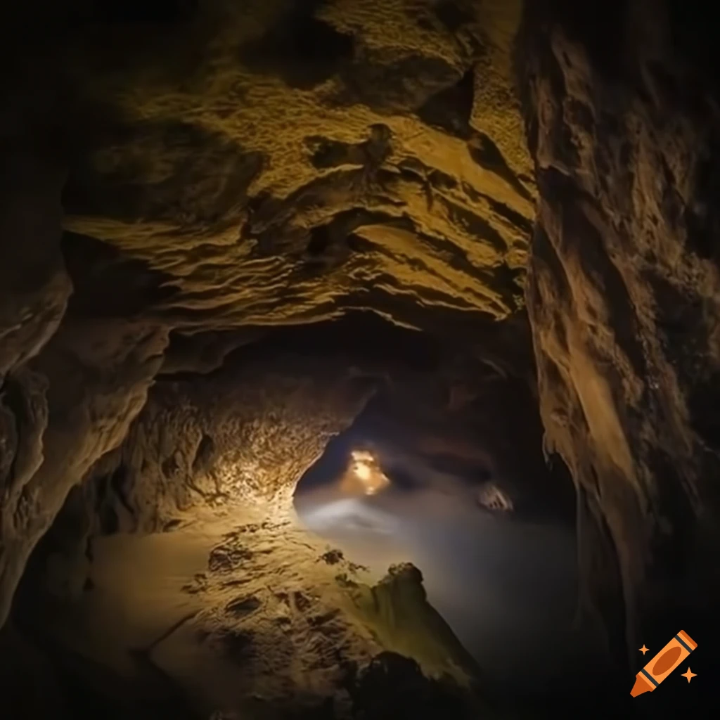Stunning aerial view of a cave on Craiyon