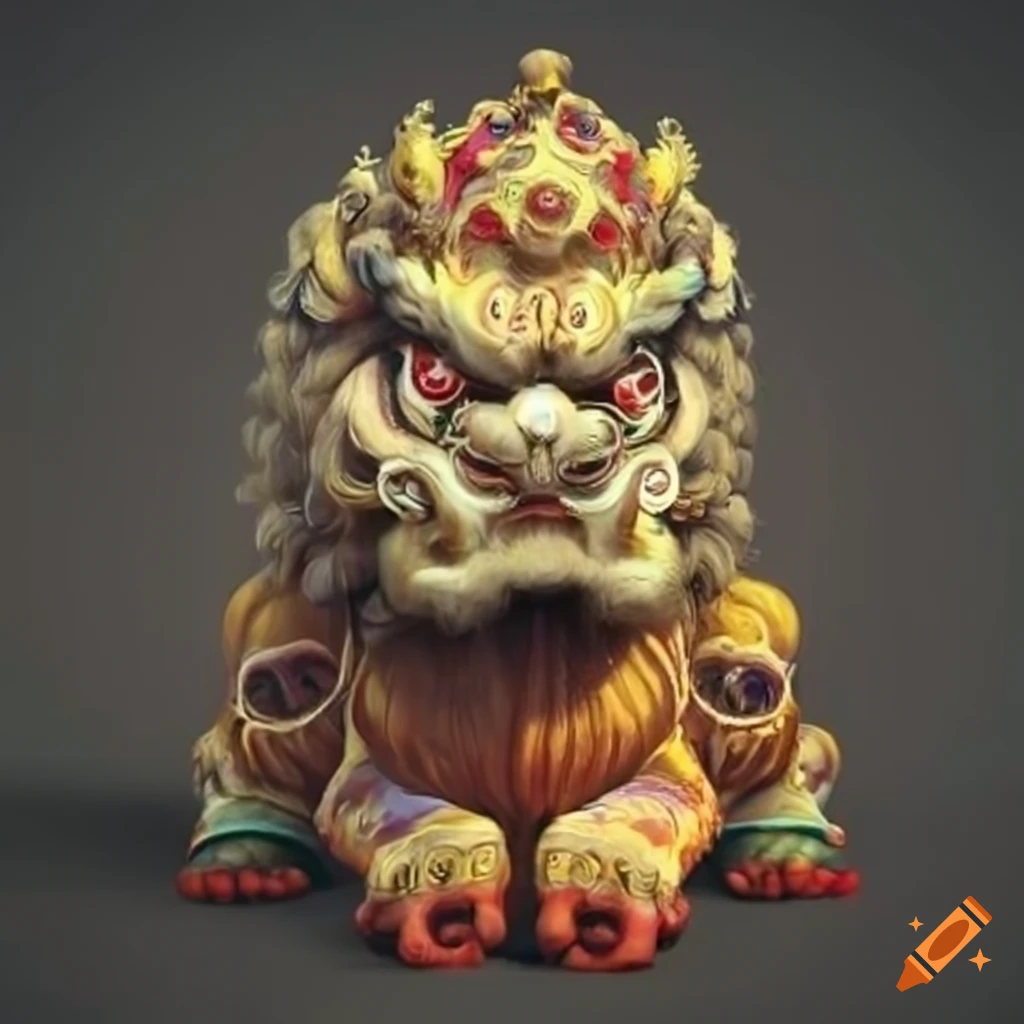 Chinese lion statue on Craiyon