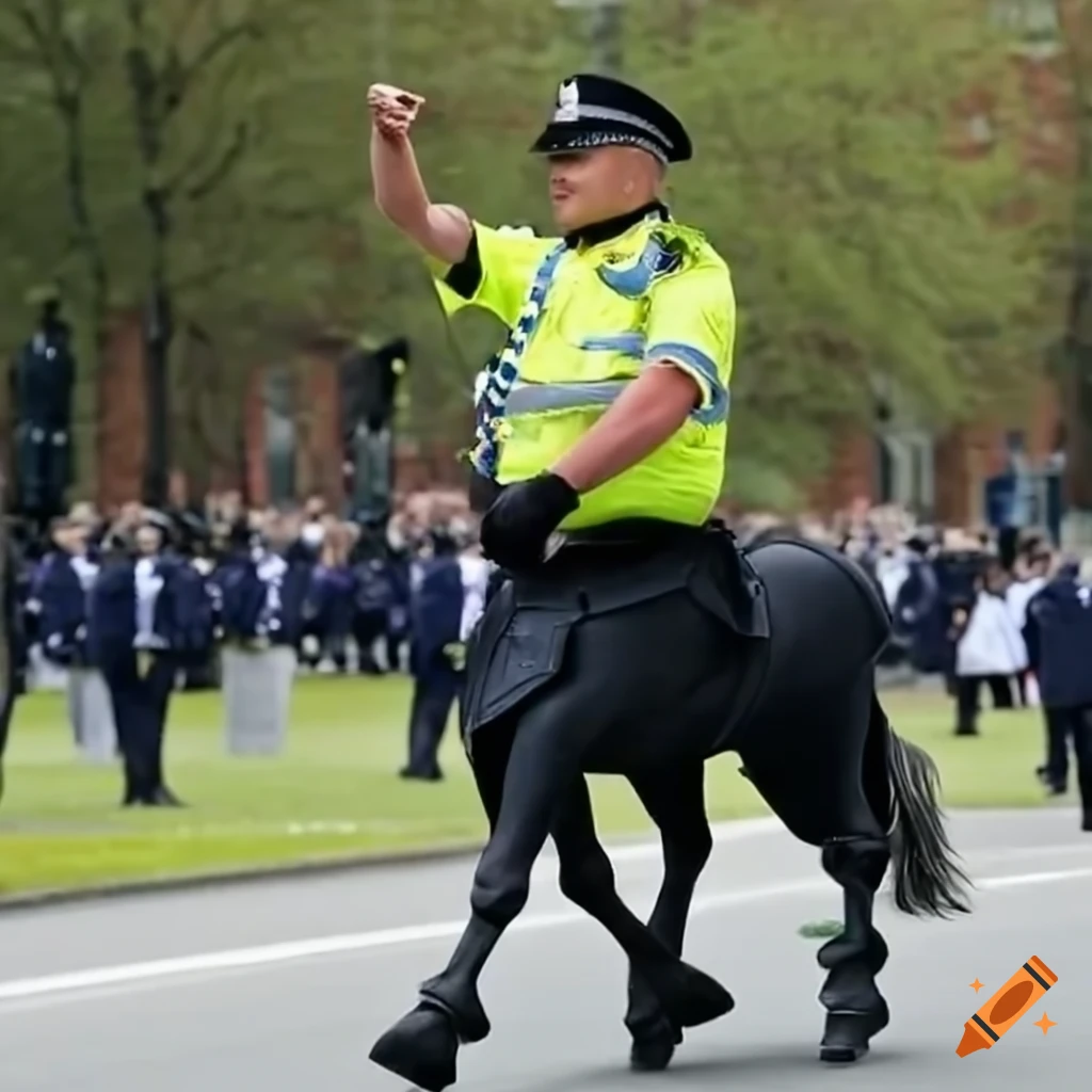 Centaur wearing a british police officer uniform on Craiyon