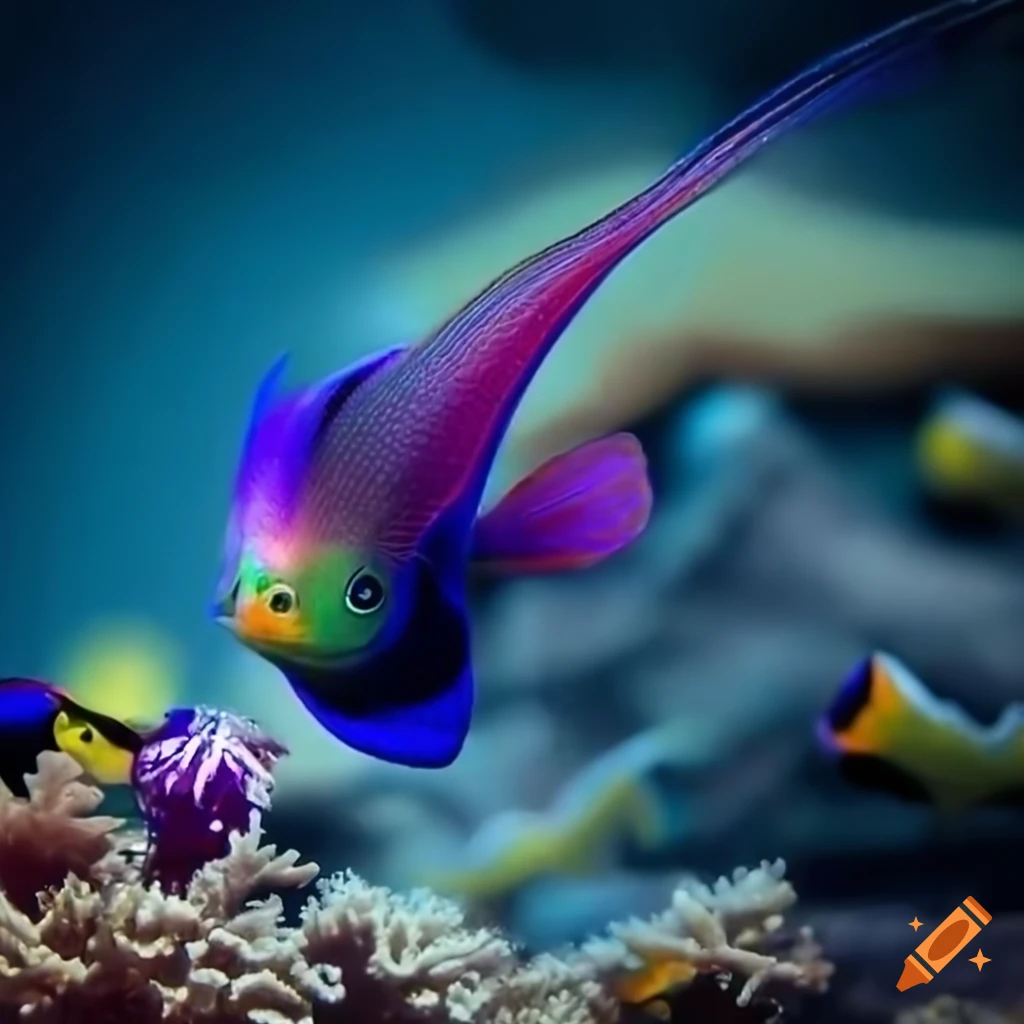 Underwater micro photography capturing vibrant exotic fish on Craiyon