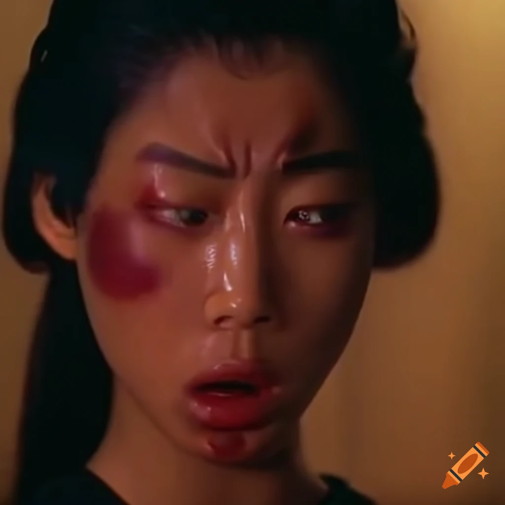 Asian Woman Fighter With Bruised Face In 80s Kungfu Movie Scene On Craiyon