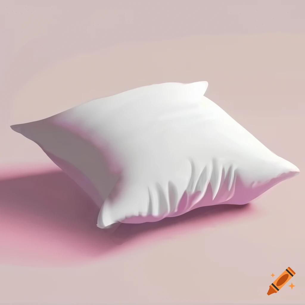 White pillow on light background in an isometric view on Craiyon