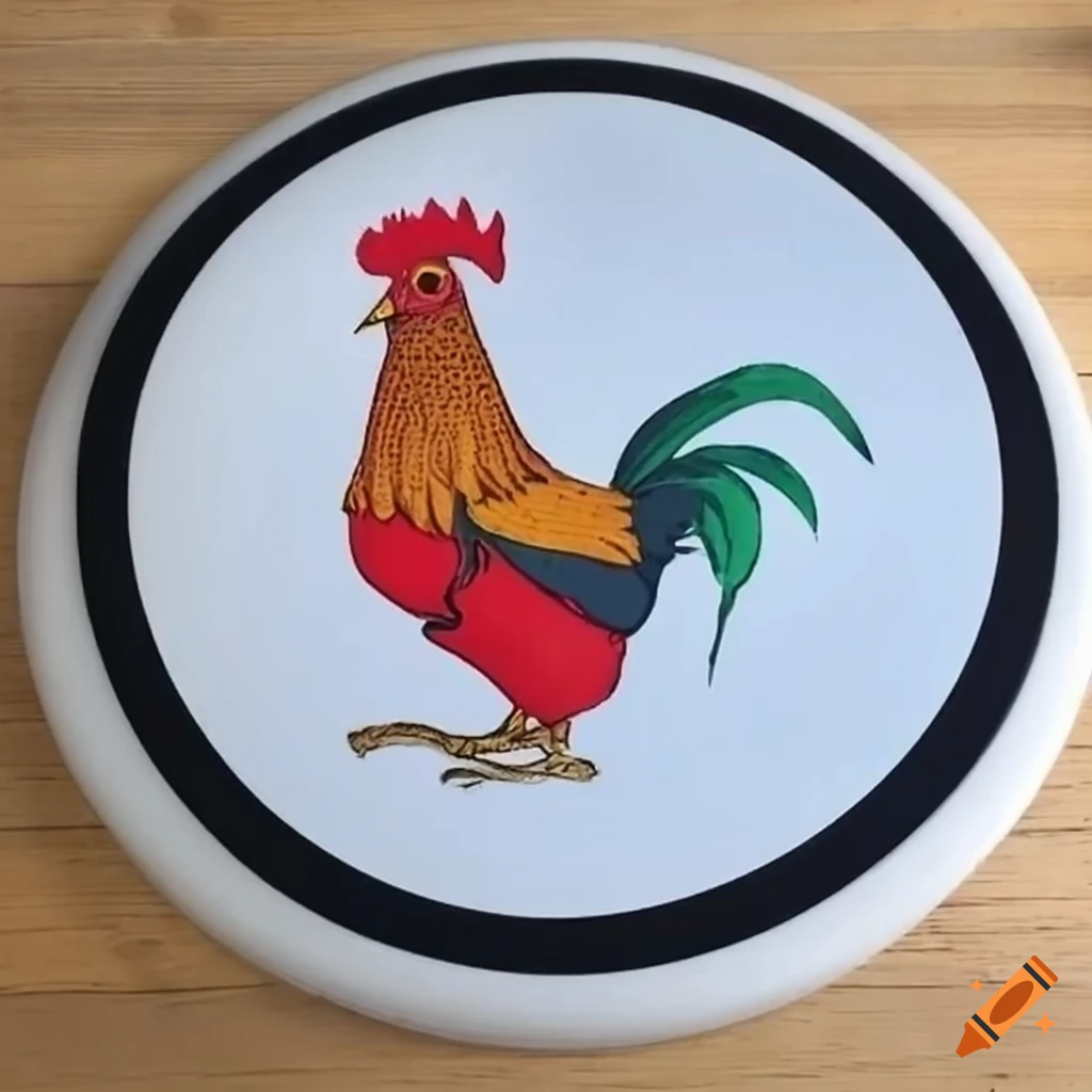 Colorful rooster-shaped frisbee on Craiyon