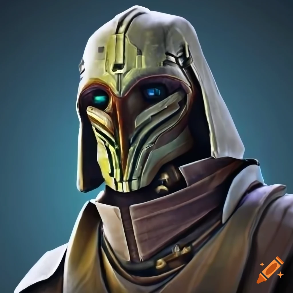 Legendary jedi knight in ancient ruins exuding power and determination ...