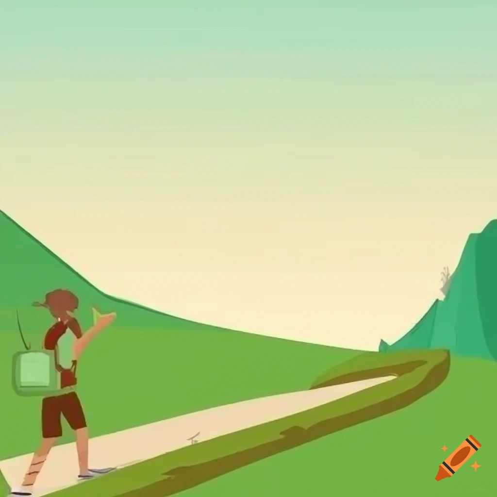 Cartoon hiking trail illustration on Craiyon