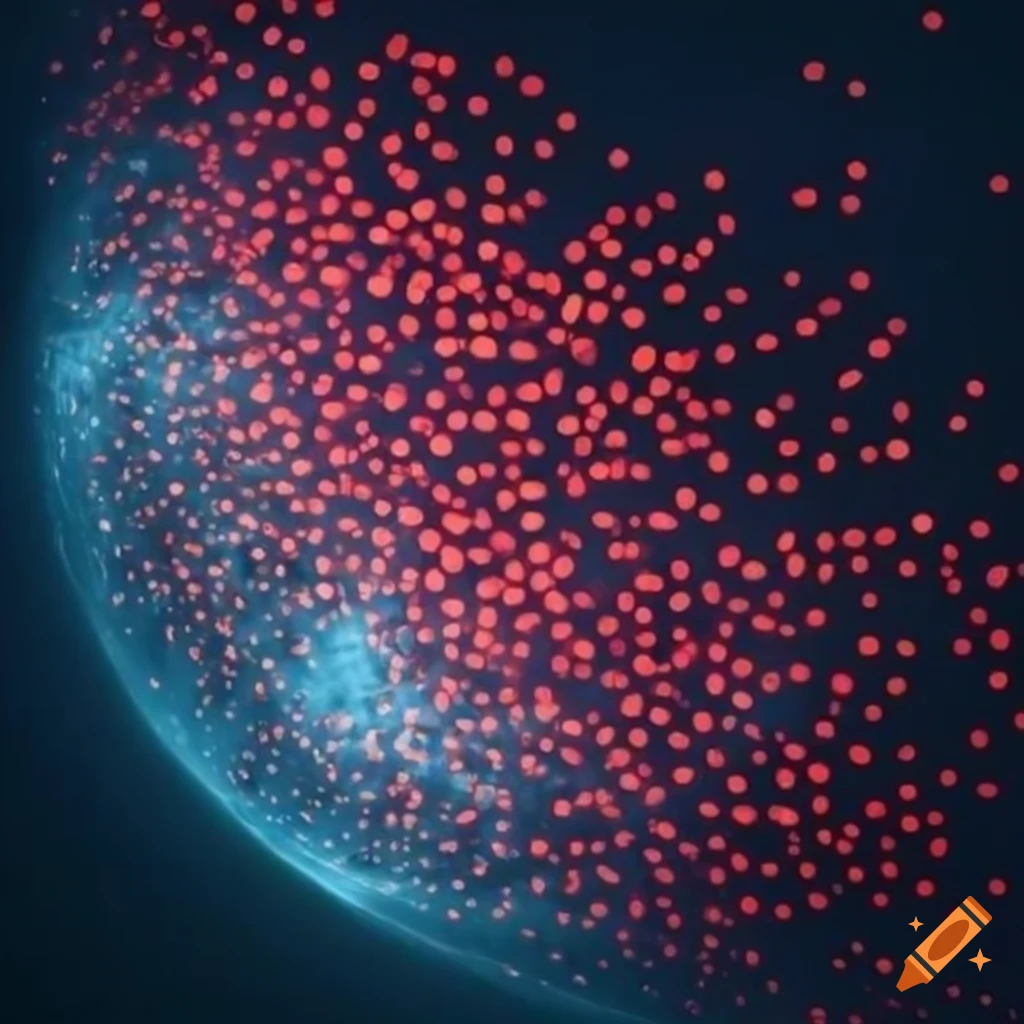 Satellite map with hundreds of red dots on Craiyon