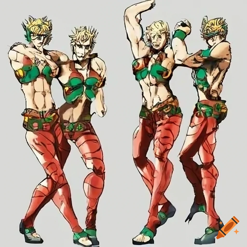 Jojo's bizarre adventure character poses on Craiyon