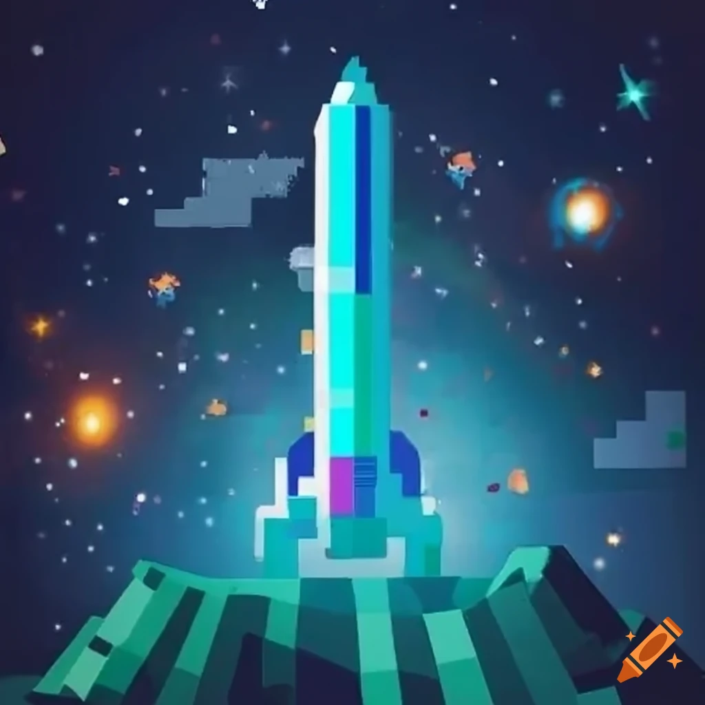 Minecraft in space birthday invitation on Craiyon