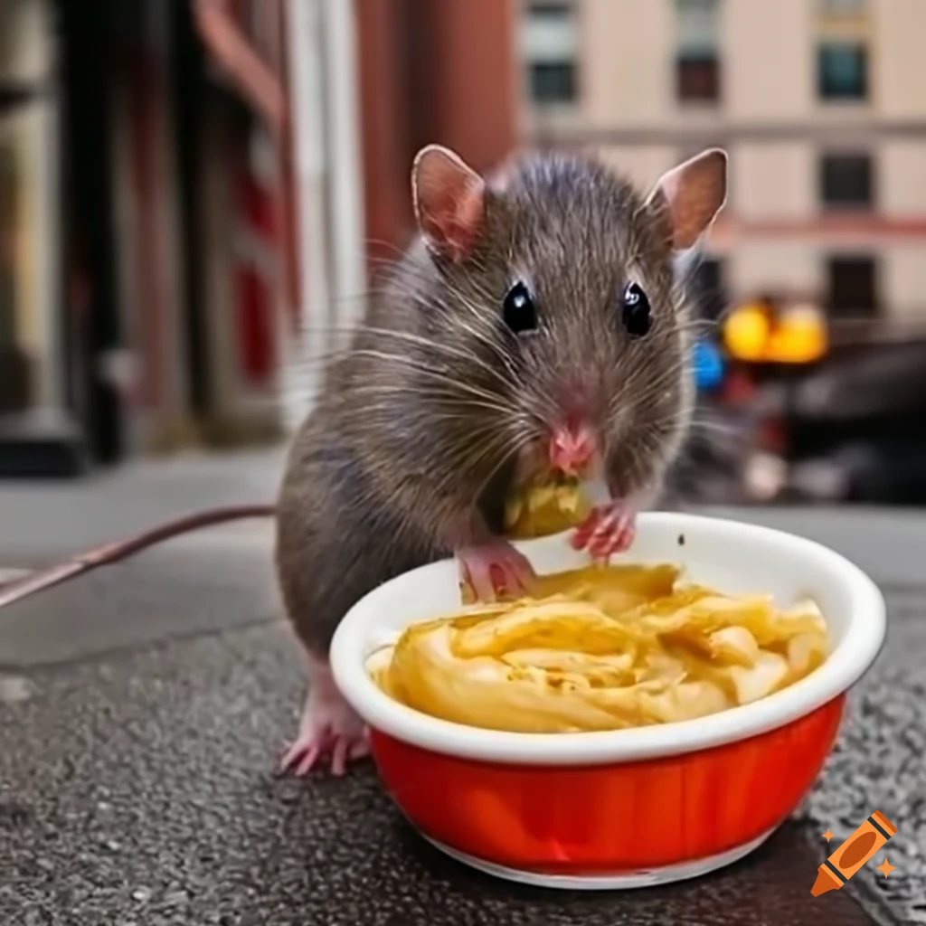 Rat eating in new york streets in photorealistic style on Craiyon