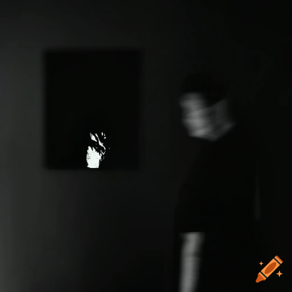 Abstract cyberpunk shadow mirror in black and white on Craiyon