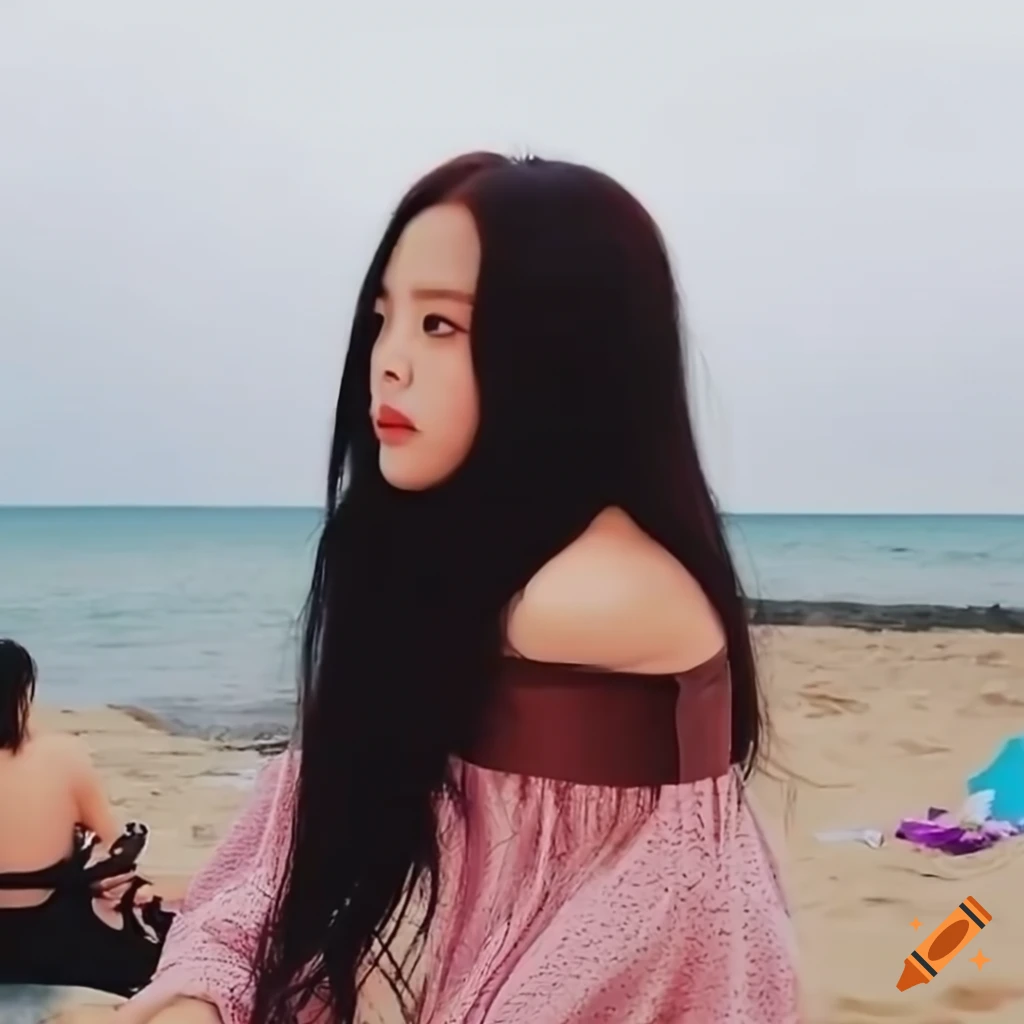 Blackpink jisoo at the beach on Craiyon