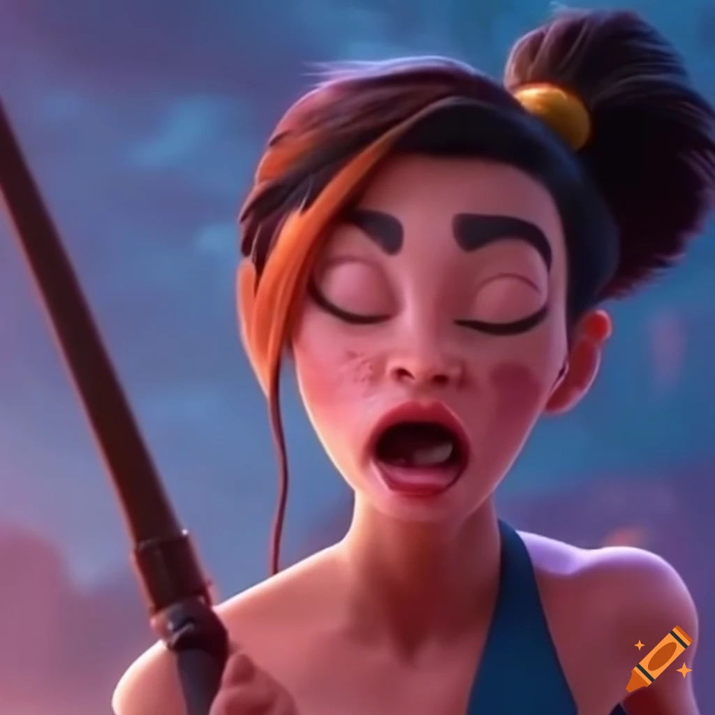 Bruised woman martial fighter with a dizzy expression on Craiyon