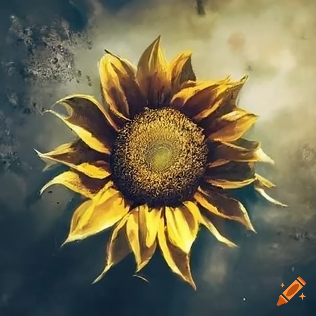 Sunflower-shaped planet in an alien landscape on Craiyon