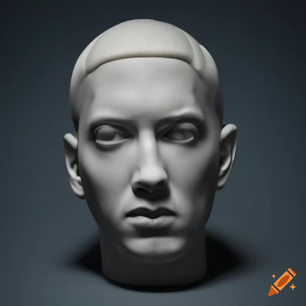 Marble statue of eminem with white translucent eyes on Craiyon