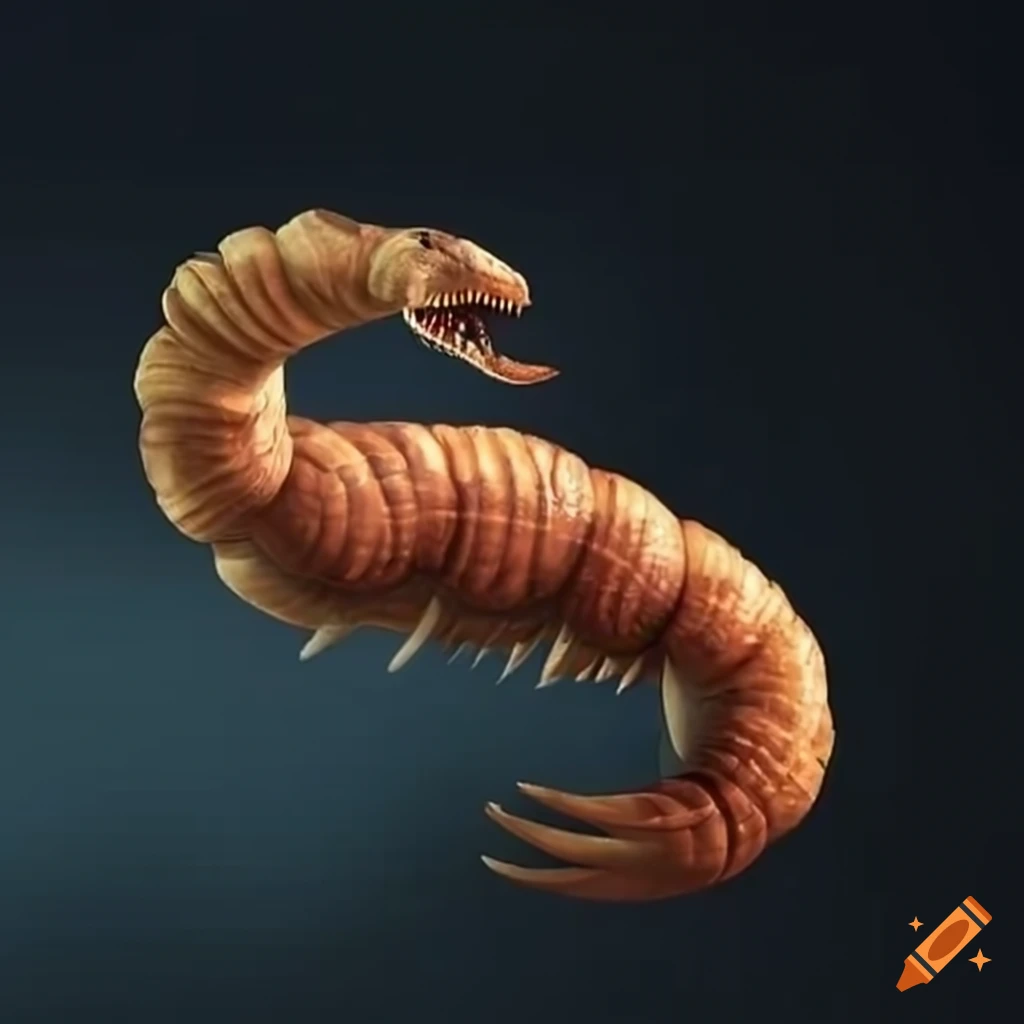 T-rex with characteristics of a scorpion and a worm on Craiyon