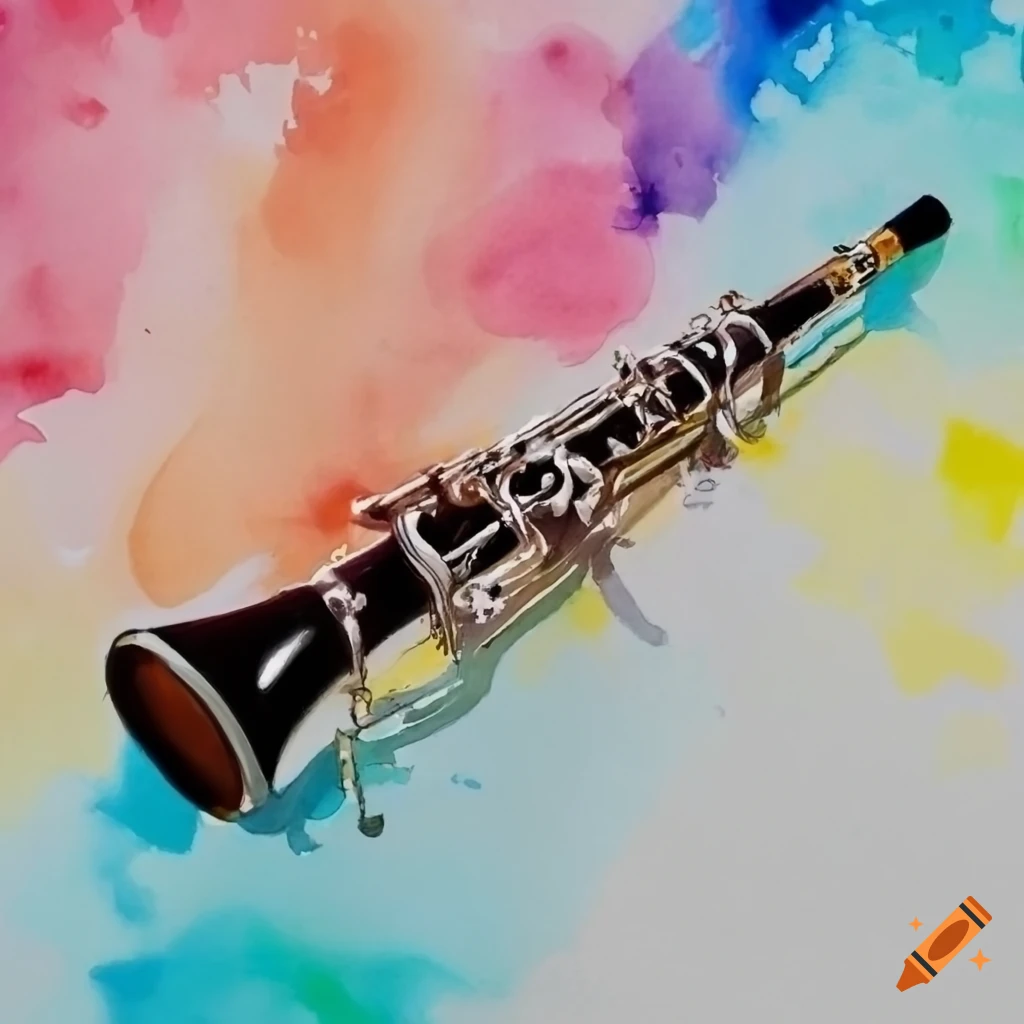 Whole straight clarinet in watercolor on Craiyon