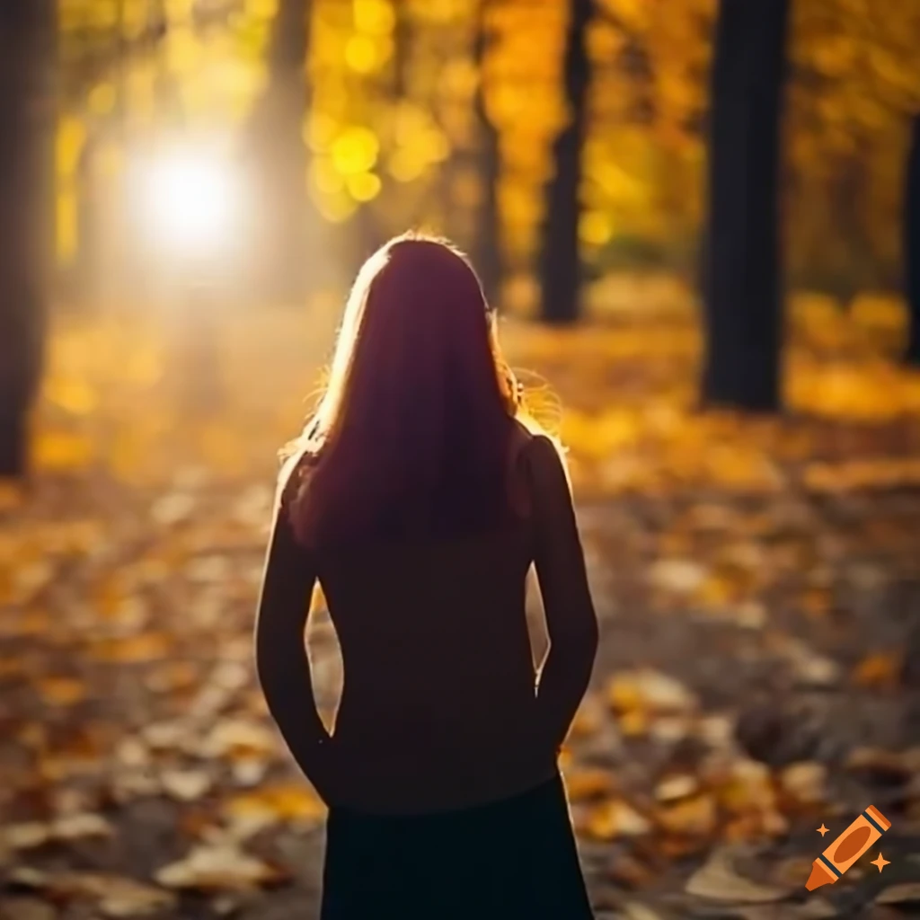 Woman enjoying the autumn on Craiyon