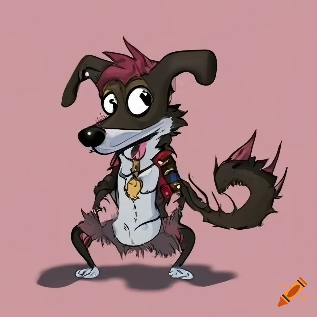 Cartoon anthro dog with a punk style on Craiyon
