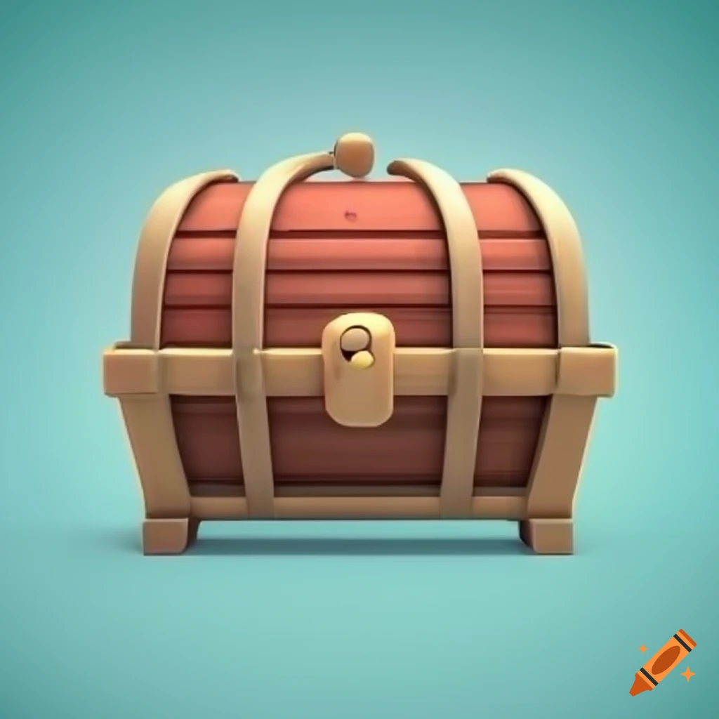 Cute cartoonish chest game icon with studio lighting on Craiyon