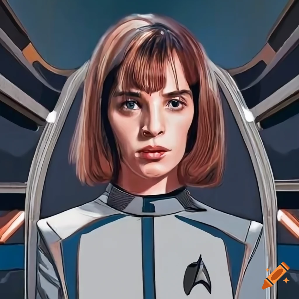 Maya Hawke as a captain on Star Trek Discovery in Starfleet uniform on ...