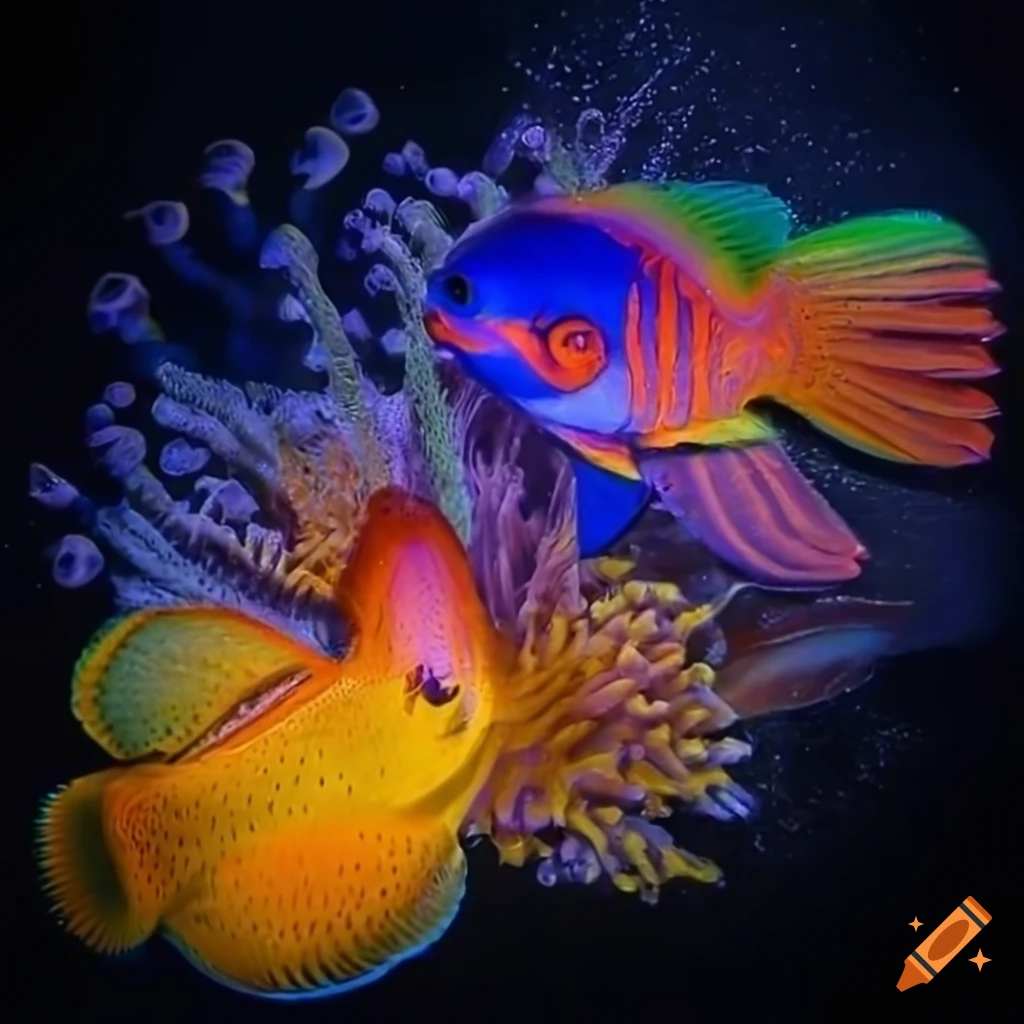 Underwater micro photography capturing vibrant exotic fish on Craiyon