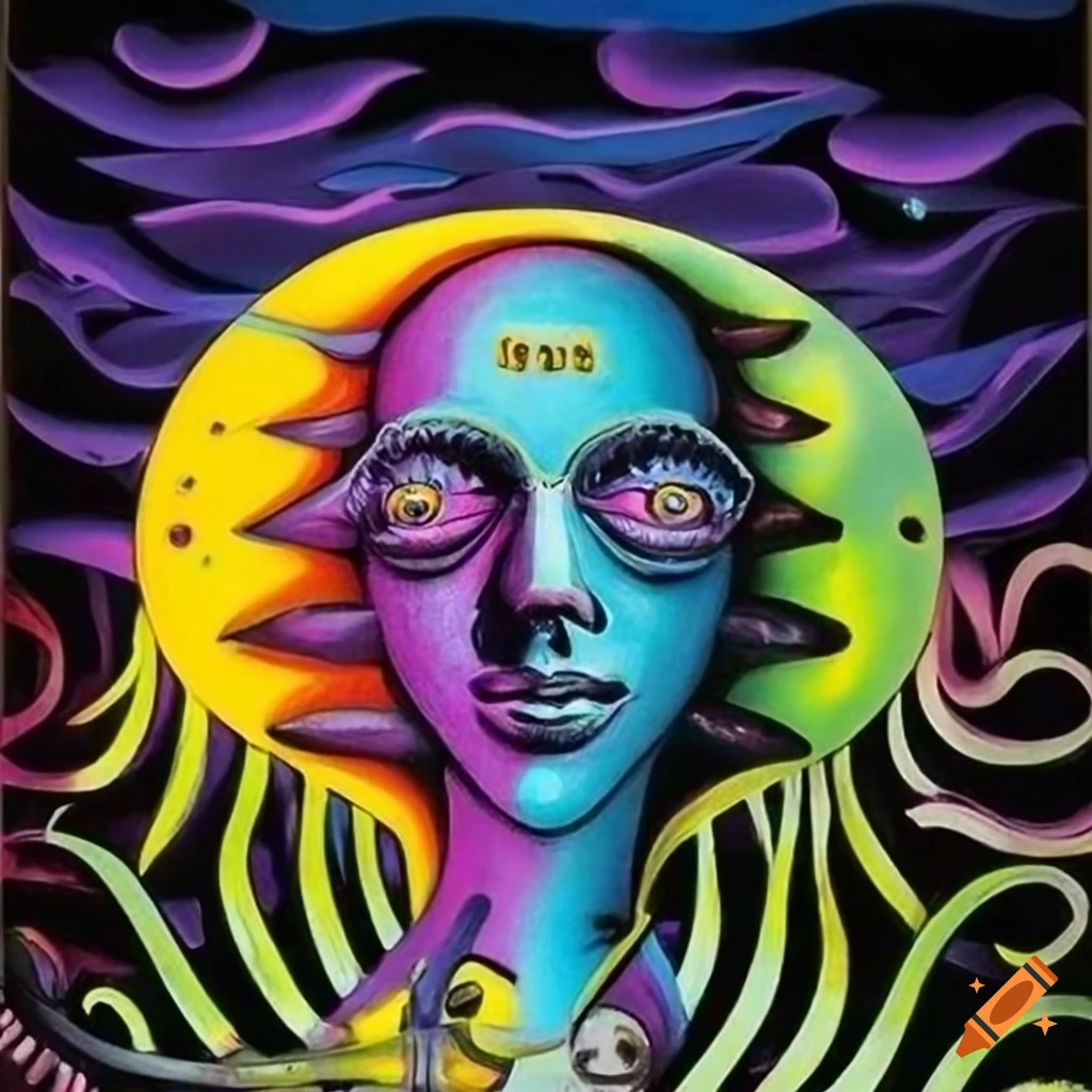 High contrast vintage psychedelic album cover from 1971 with intricate ...