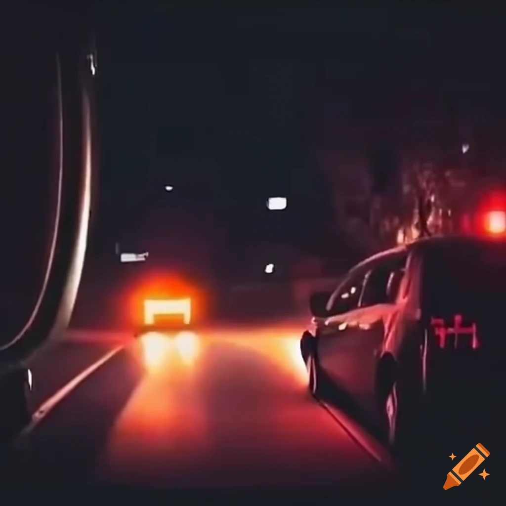 Scary youtube thumbnail of a man driving at night on Craiyon