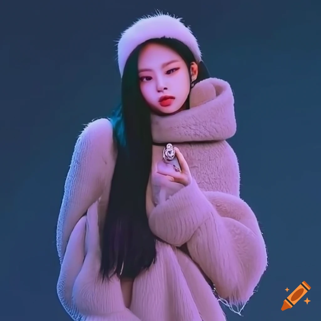 Blackpink jennie in a stylish winter outfit on Craiyon