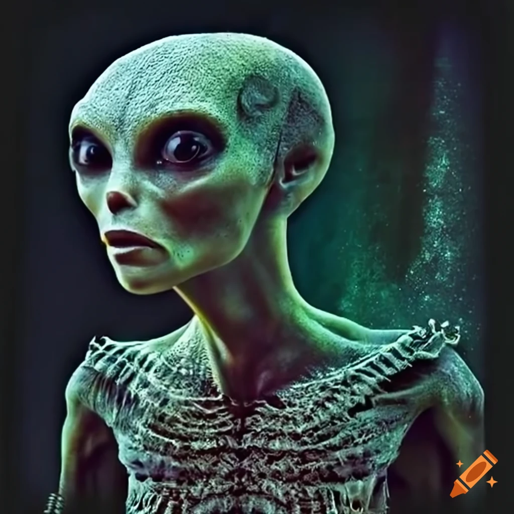 Intriguing view of an alien species with advanced technology on Craiyon