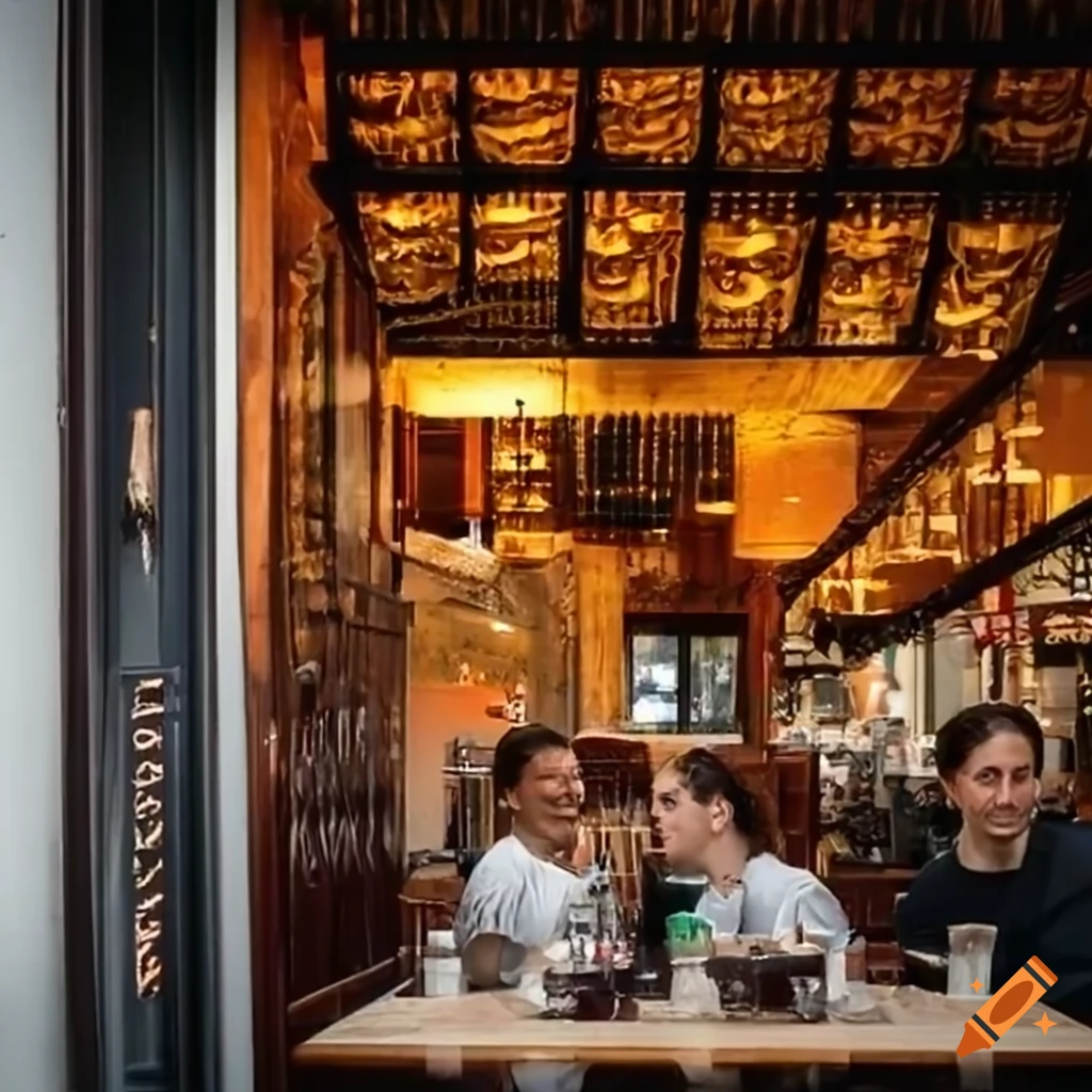 Facade of a restaurant without a banner name on Craiyon