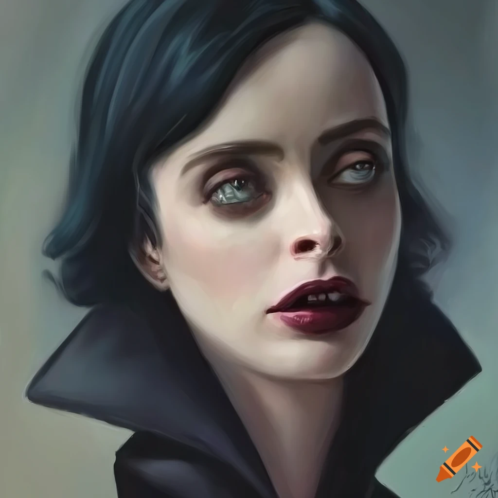 Krysten Ritter in a white vampire coat in a moody vintage style ...