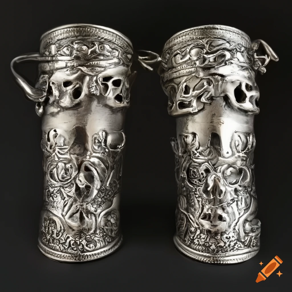 Silver bracers with skull design on Craiyon