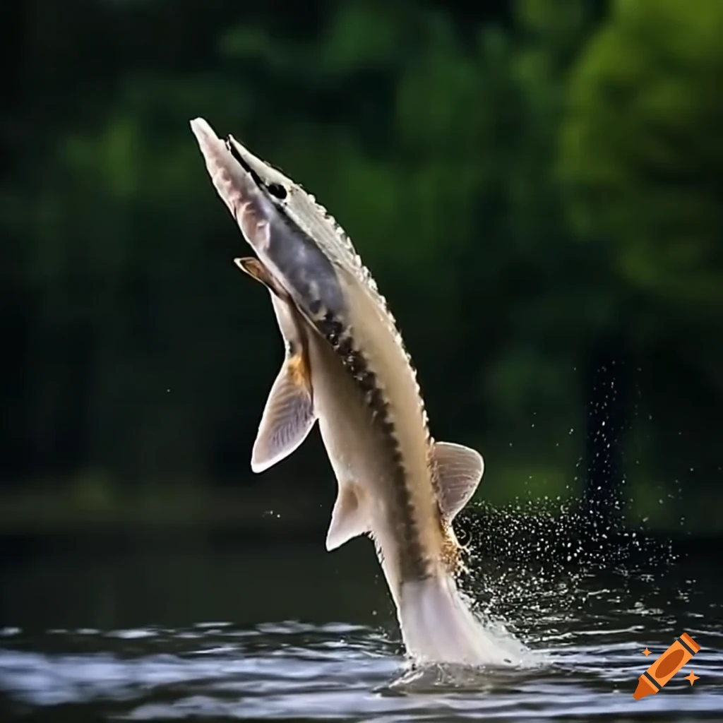Jumping lake sturgeon on Craiyon